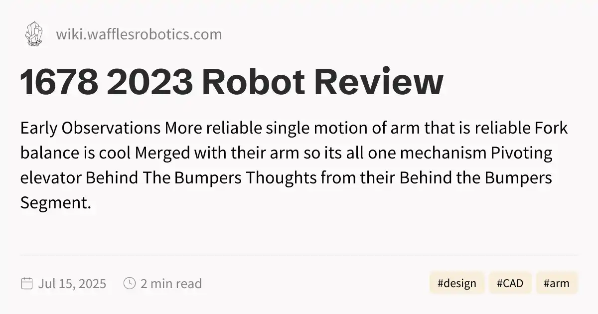 1678 2023 Robot Review
