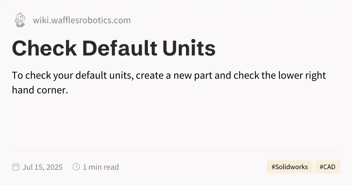 Check Default Units