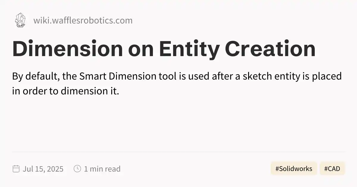 Dimension on Entity Creation