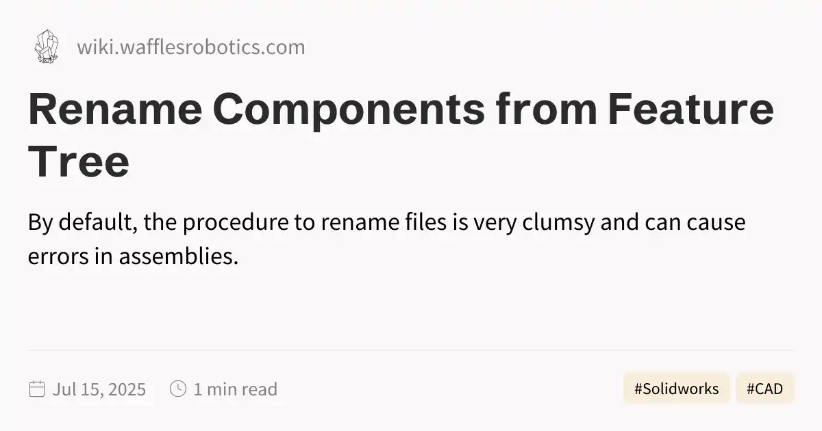 Rename Components from Feature Tree