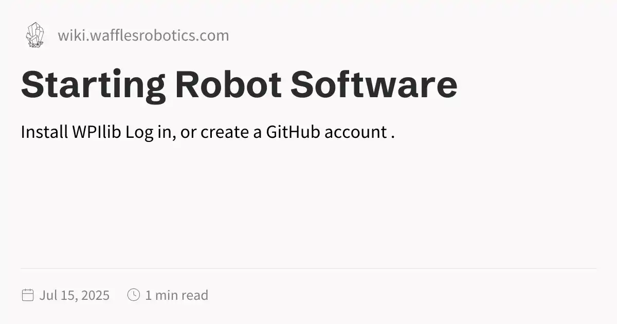 Starting Robot Software