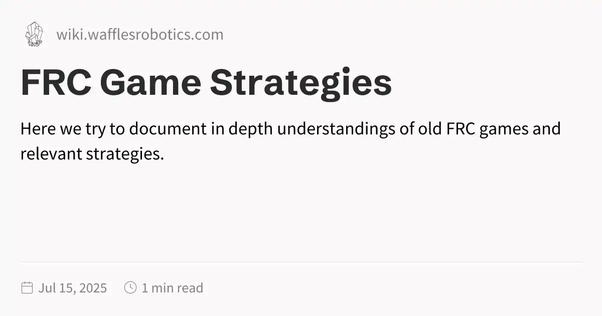FRC Game Strategies